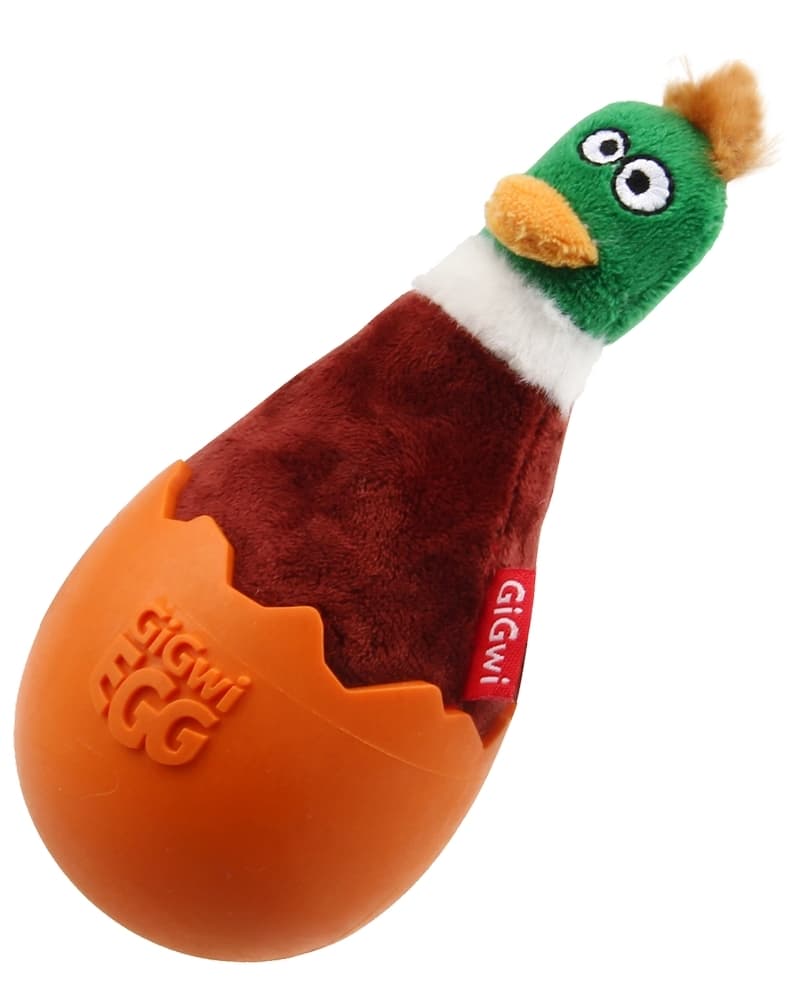 GiGwi Egg Wobble Fun Brown Duck in TPR/Plush | ZooUP