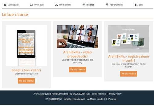 ArchiStrategy area riservata e video corsi