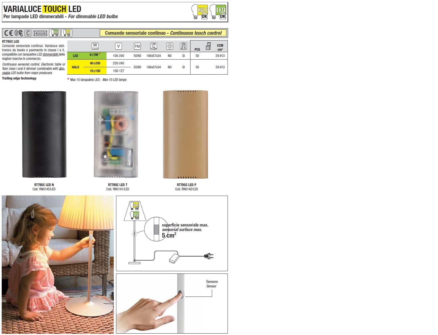 RT78SC LED RELCO SENSOR VARIATOR WITH THREAD | LAMPADEALLED.IT