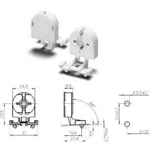 100458 Vossloh Soporte de lámpara T8 | LAMPADEALLED.IT