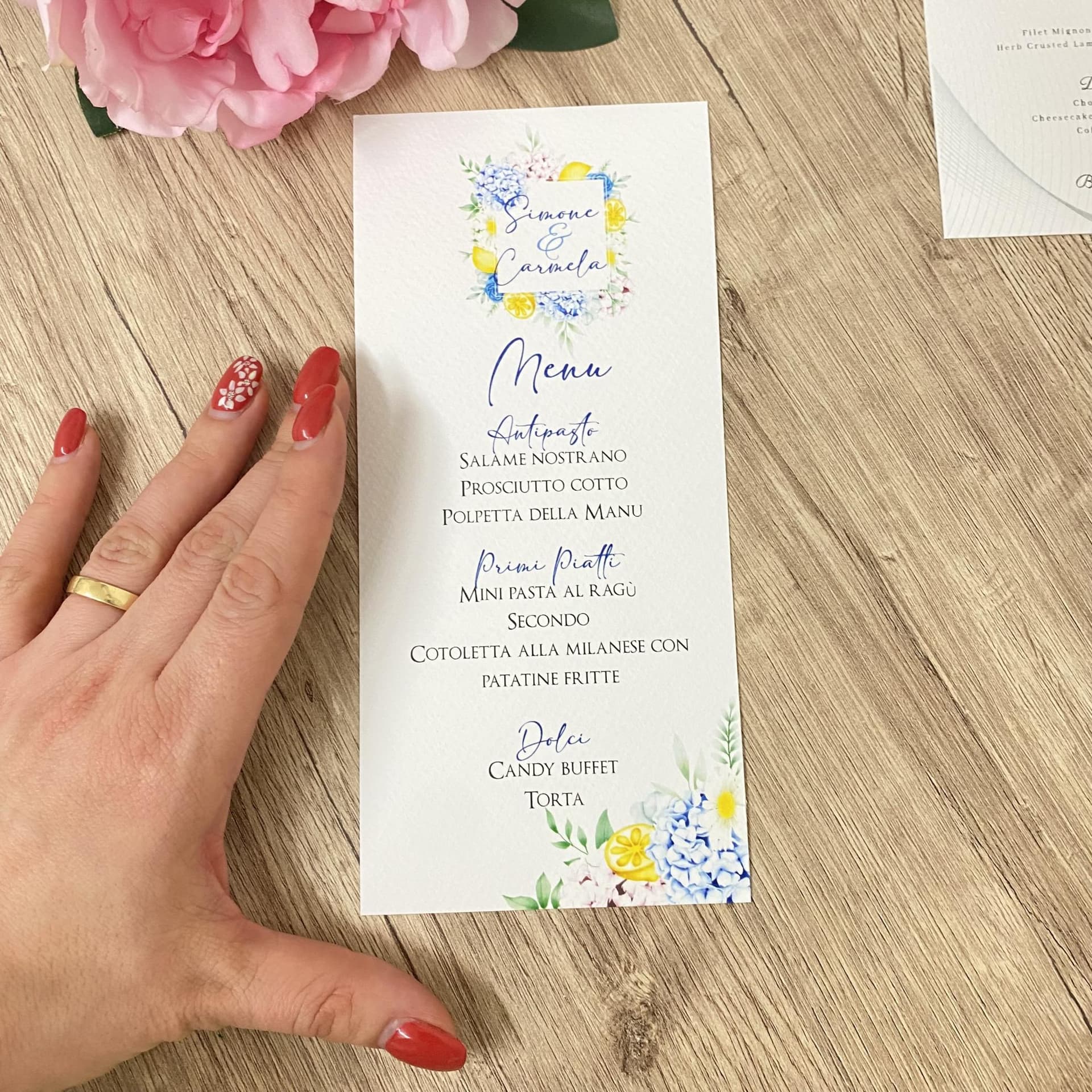 Menù rettangolari personalizzati | Fiocchi di Gioia