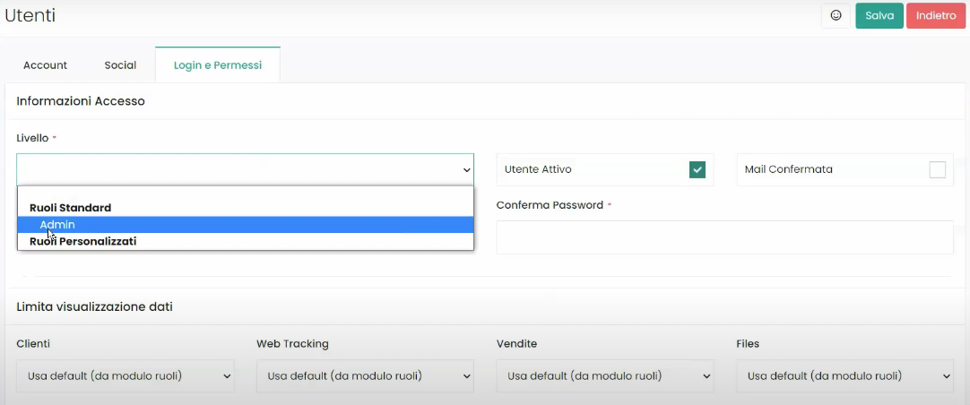 Aggiungere utente con permessi | Framework360