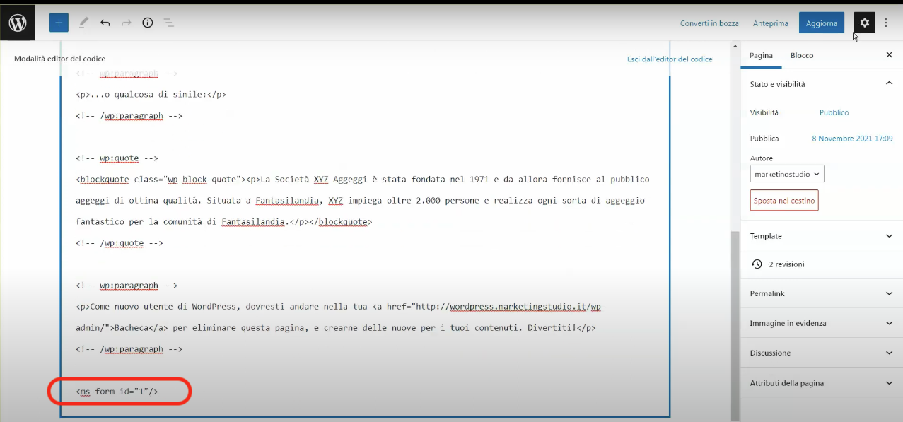 Integrazione form | Framework360