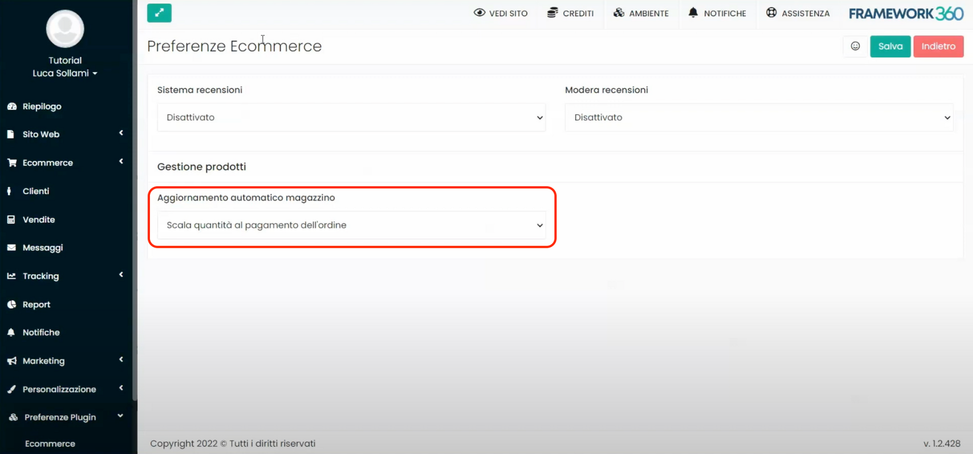 Panoramica ecommerce | Framework360