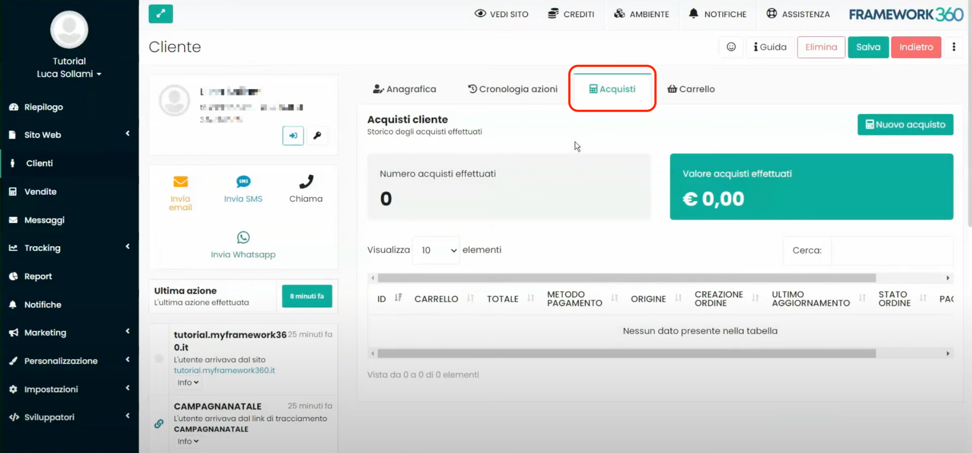 Aggiungere anagrafica cliente | Framework360