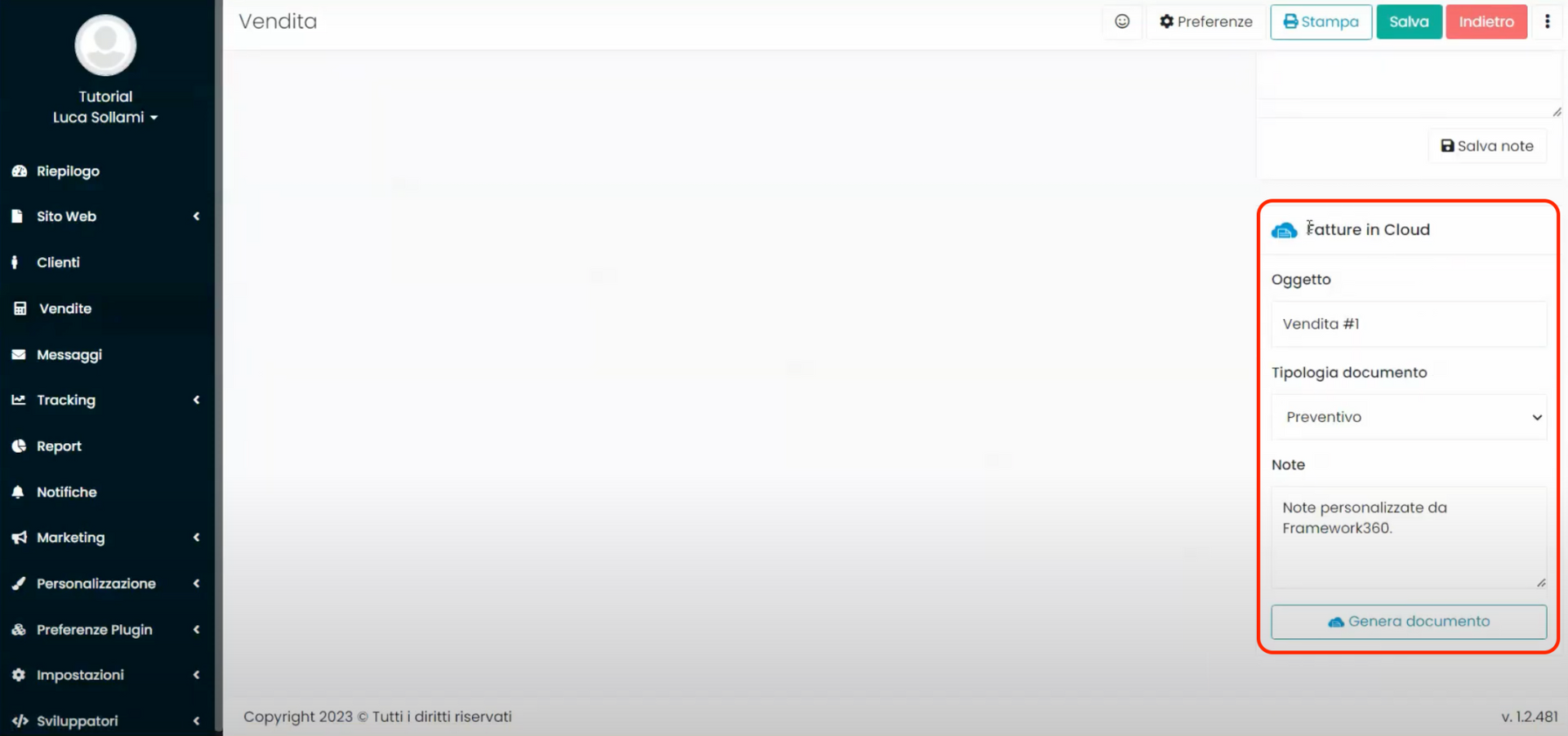 Integrazione Fatture in Cloud | Framework360