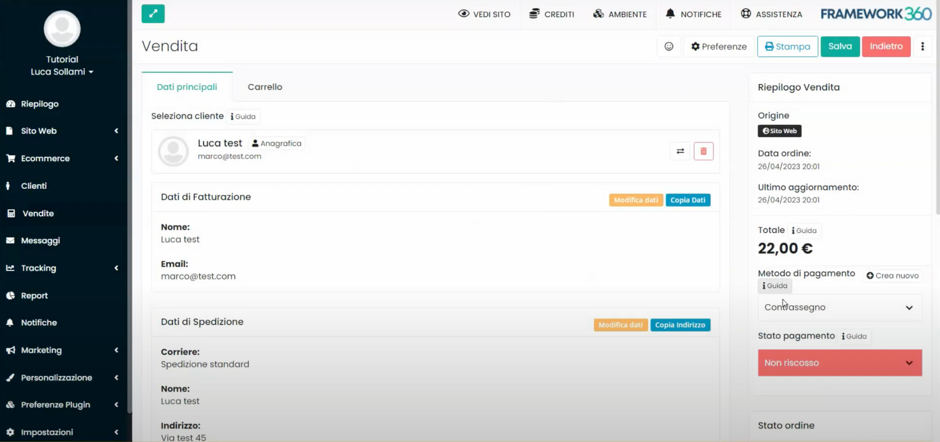 Configurare il contrassegno | Framework360