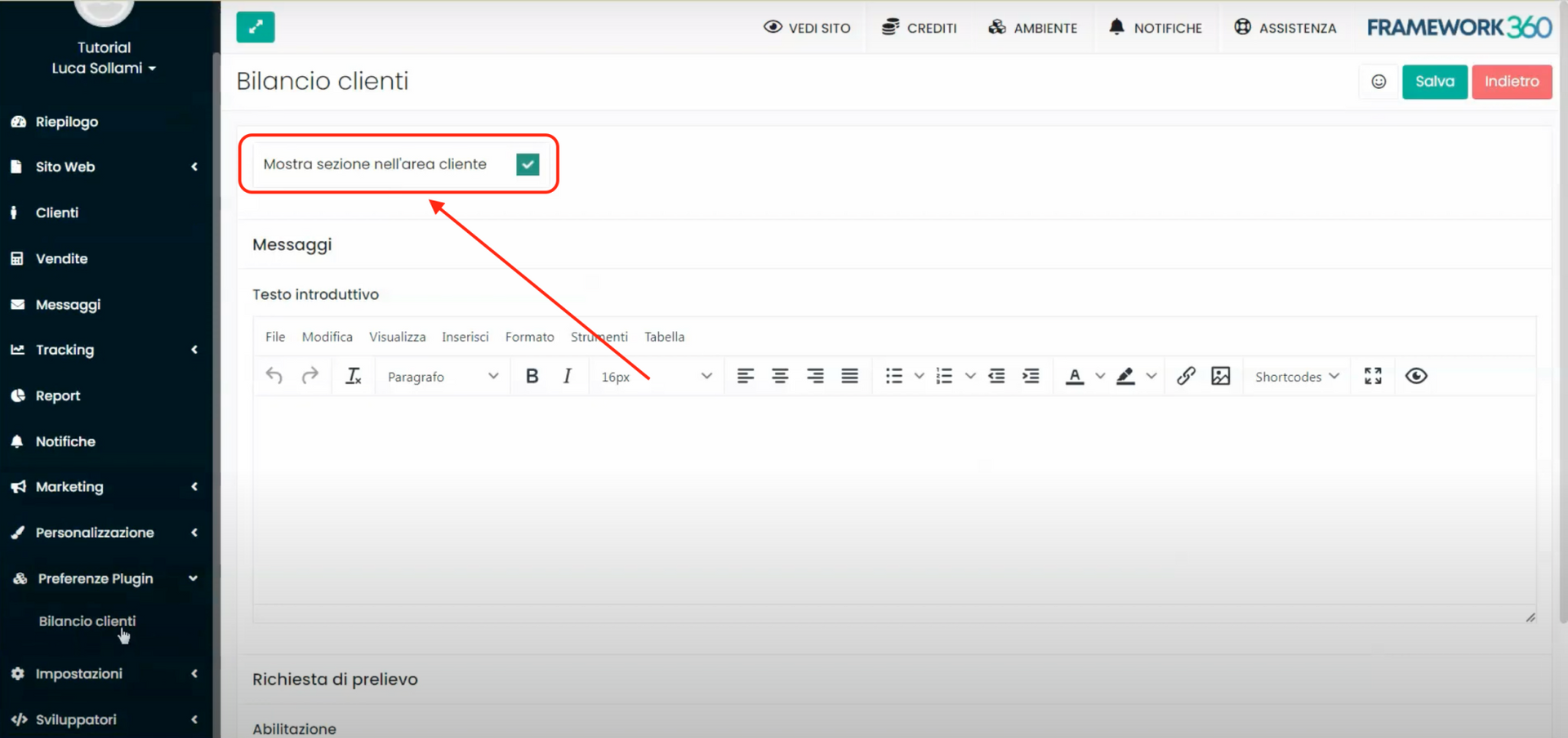 Plugin Bilancio clienti | Framework360
