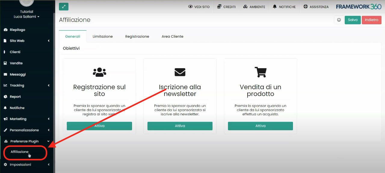 Plugin Affiliazione | Framework360