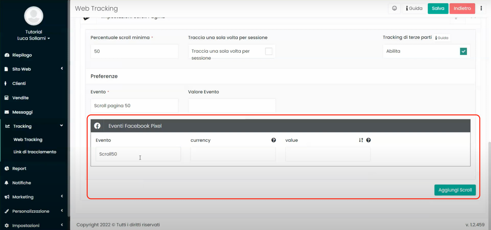 Tracciare lo scroll di una pagina web | Framework360