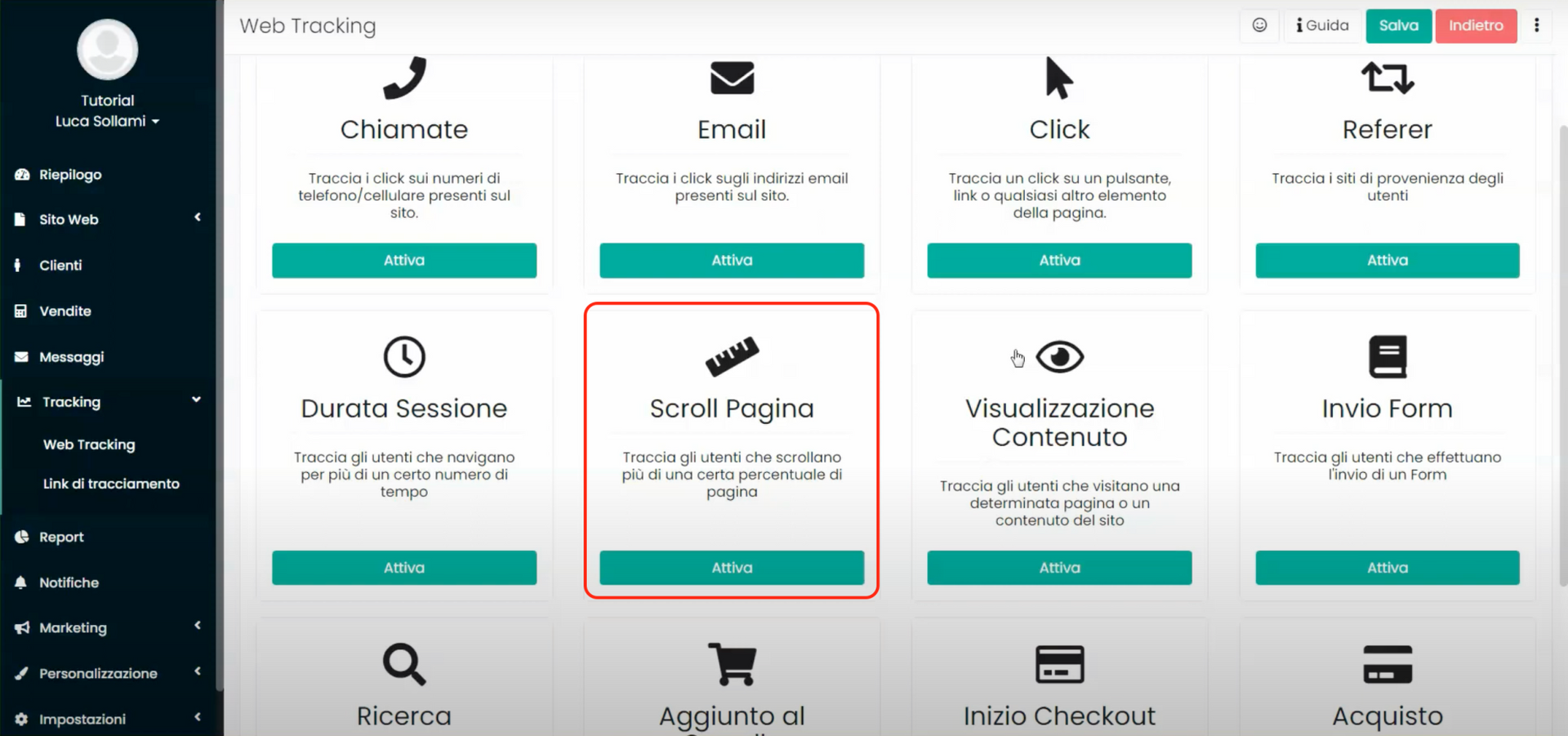Tracciare lo scroll di una pagina web | Framework360