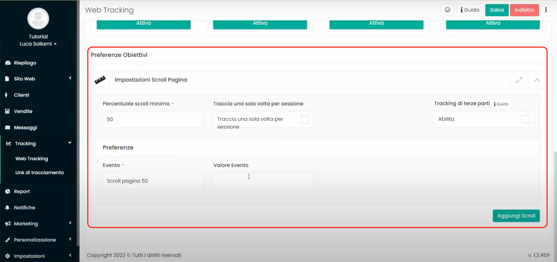 Tracciare lo scroll di una pagina web | Framework360